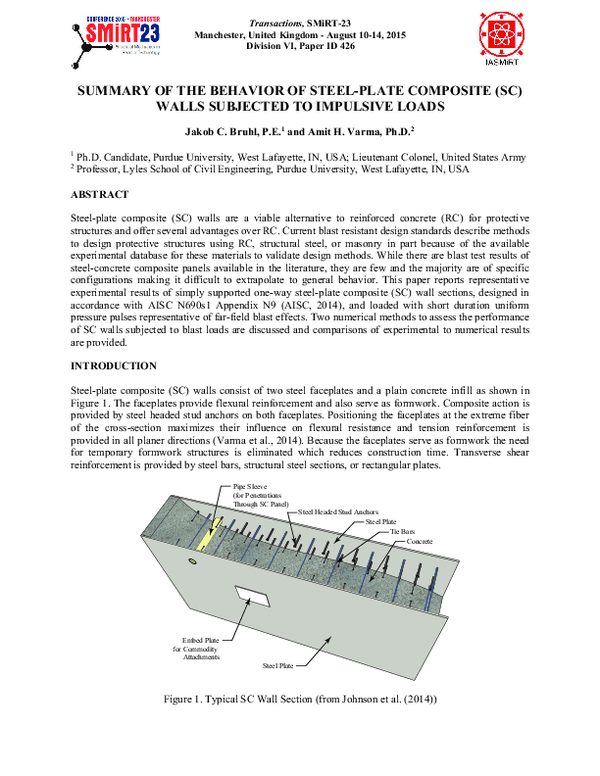(PDF) Summary of the Behavior of Steel-Plate Composite (SC) Walls ...