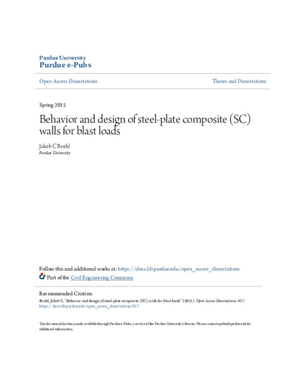 (PDF) Behavior and design of steel-plate composite (SC) walls for blast ...