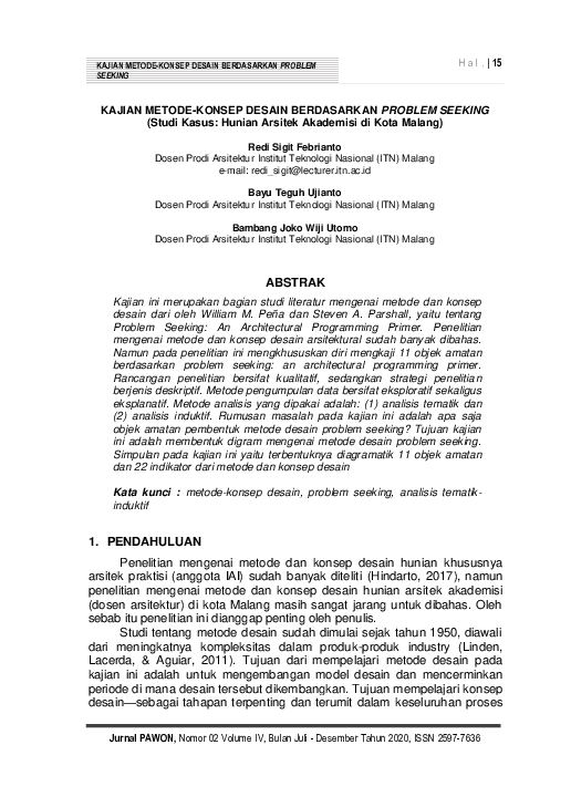 (PDF) Kajian Metode-Konsep Desain Berdasarkan Problem Seeking
