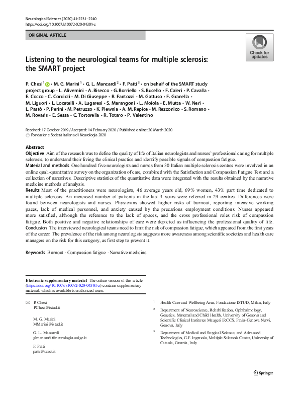 (PDF) Listening to the neurological teams for multiple sclerosis: the ...