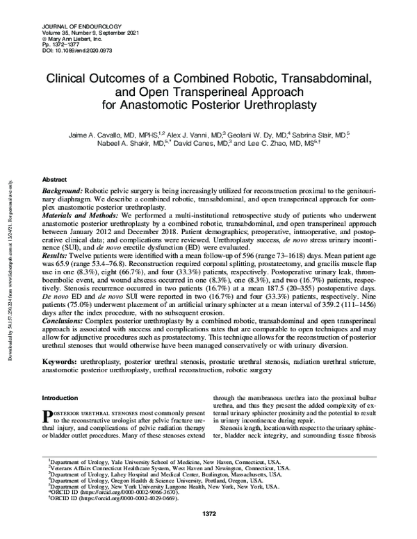 (PDF) Clinical Outcomes of a Combined Robotic Transabdominal and Open ...