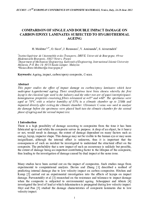 (PDF) Comparison of single and double impact damage on carbon/epoxy ...