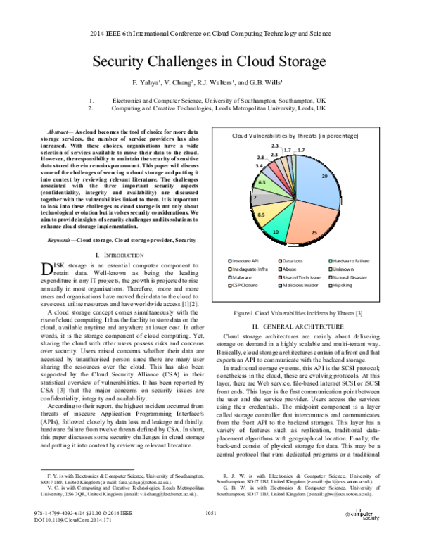 (PDF) Security Challenges in Cloud Storage
