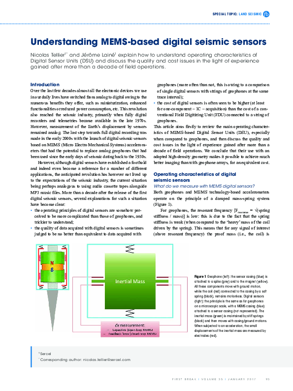 (PDF) Understanding MEMS-based digital seismic sensors | Jérôme Lainé ...