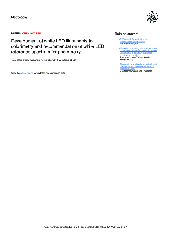 (PDF) Development of white LED illuminants for colorimetry and ...