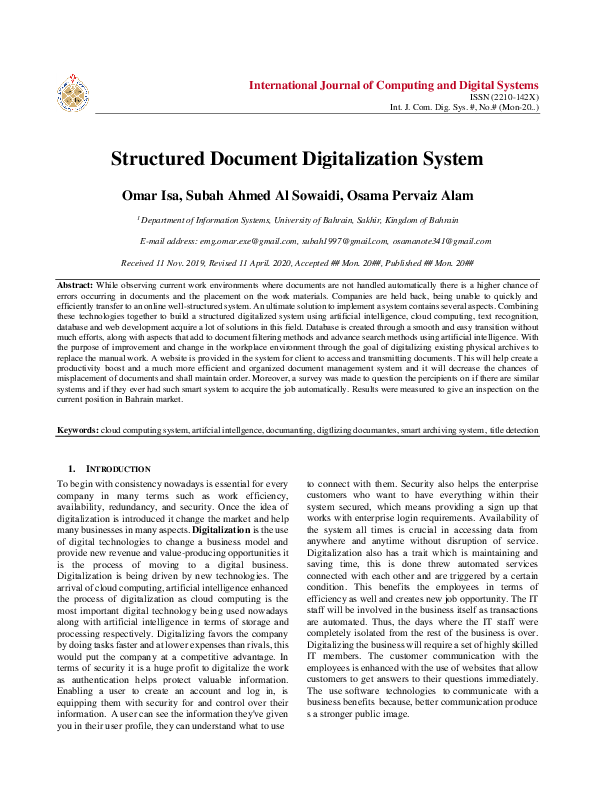 (PDF) Structured Document Digitalization System