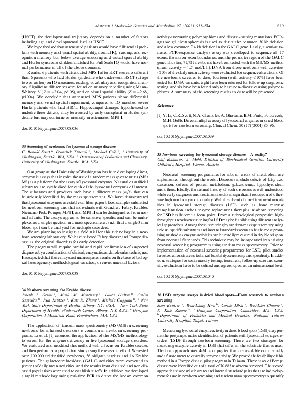 (PDF) 34 Newborn screening for Krabbe disease