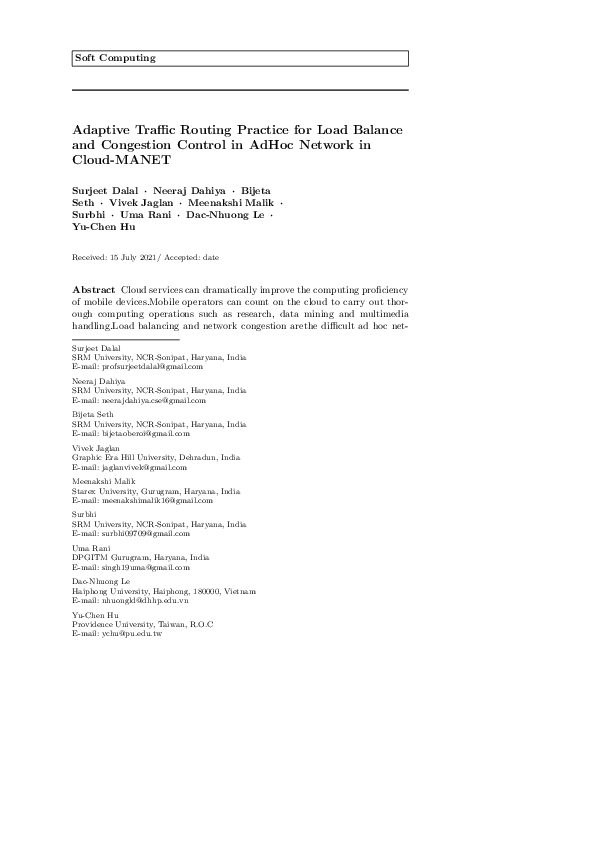 Pdf Adaptive Traffic Routing Practice For Load Balance And Congestion Control In Adhoc Network