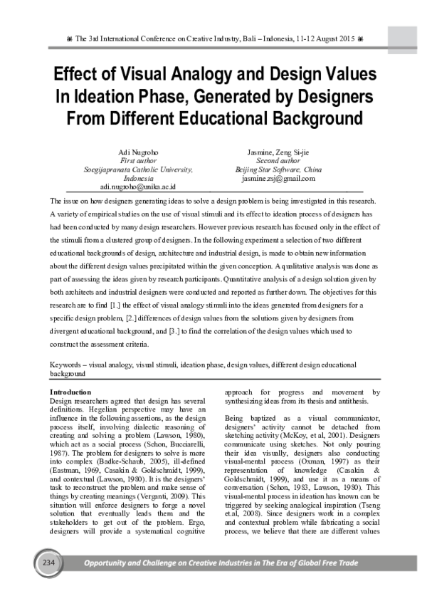 (PDF) Effect of Visual Analogy and Design Values In Ideation Phase ...