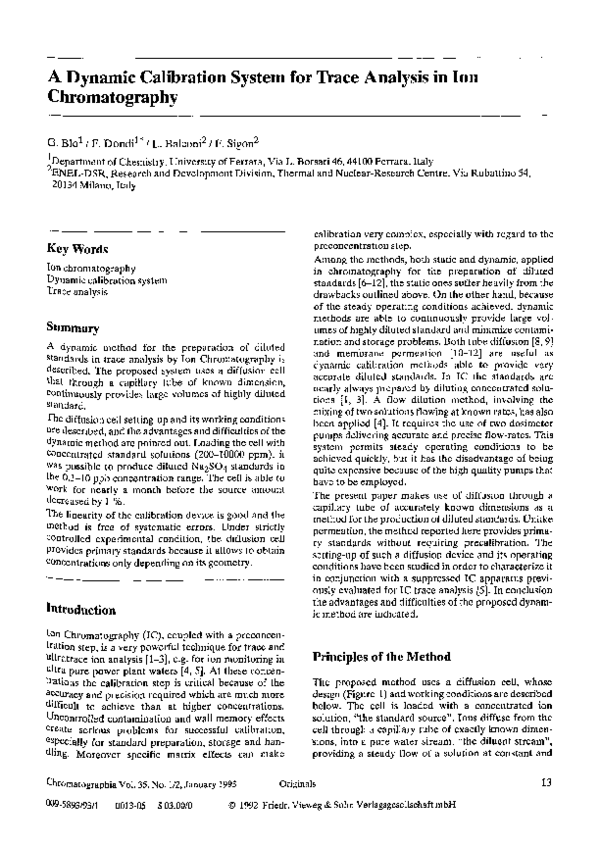 (PDF) Dynamic calibration system for trace analysis in ion chromatography