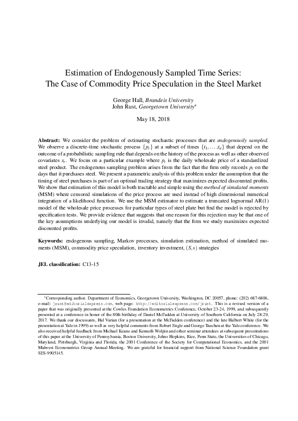 (PDF) Estimation of endogenously sampled time series: The case of ...