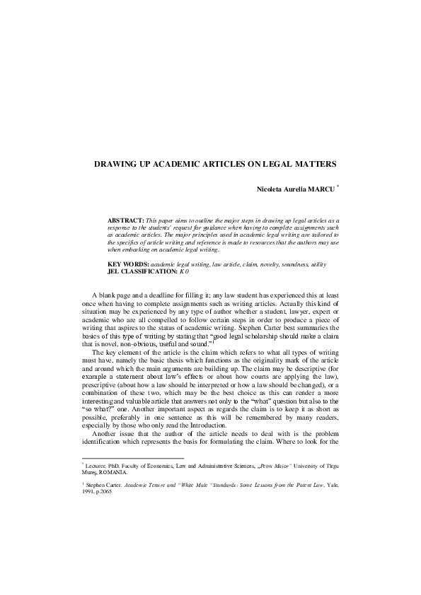 (PDF) Drawing Up Academic Articles on Legal Matters