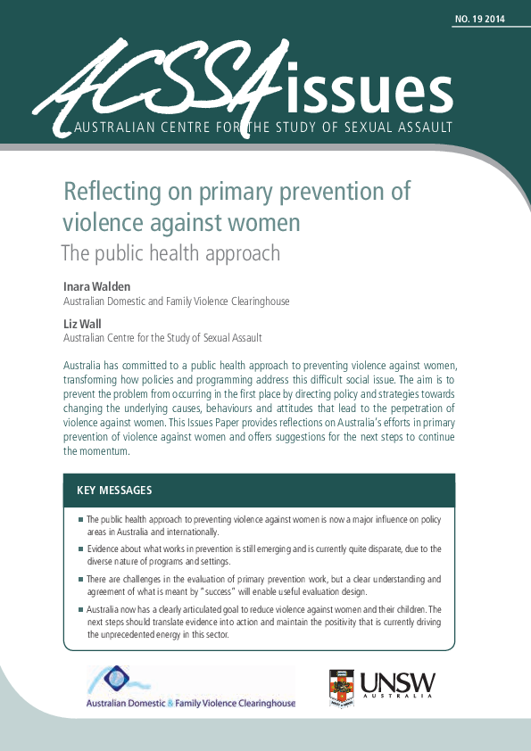 (PDF) Reflecting on primary prevention of violence against women: the ...