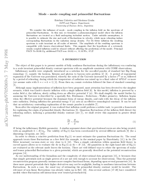(PDF) Mode - mode coupling and primordial fluctuations