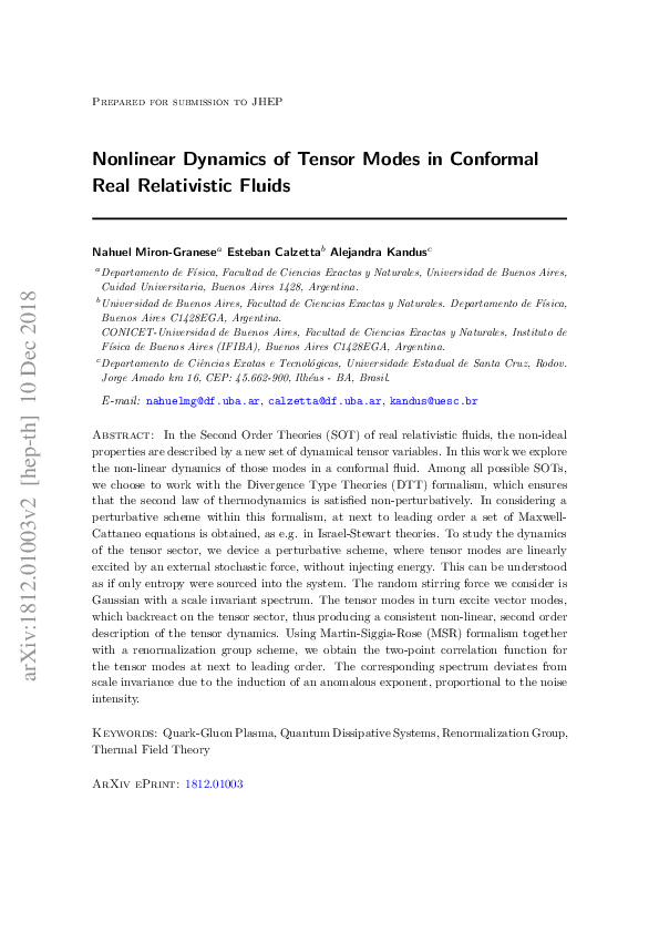 (PDF) Nonlinear Dynamics of Tensor Modes in Conformal Real Relativistic ...