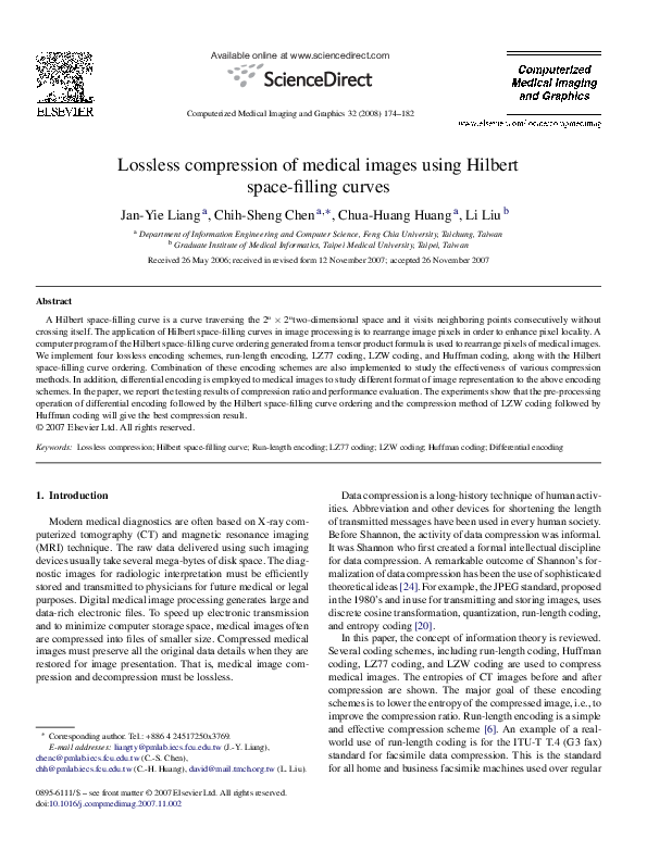 (PDF) Lossless compression of medical images using Hilbert space-filling curves