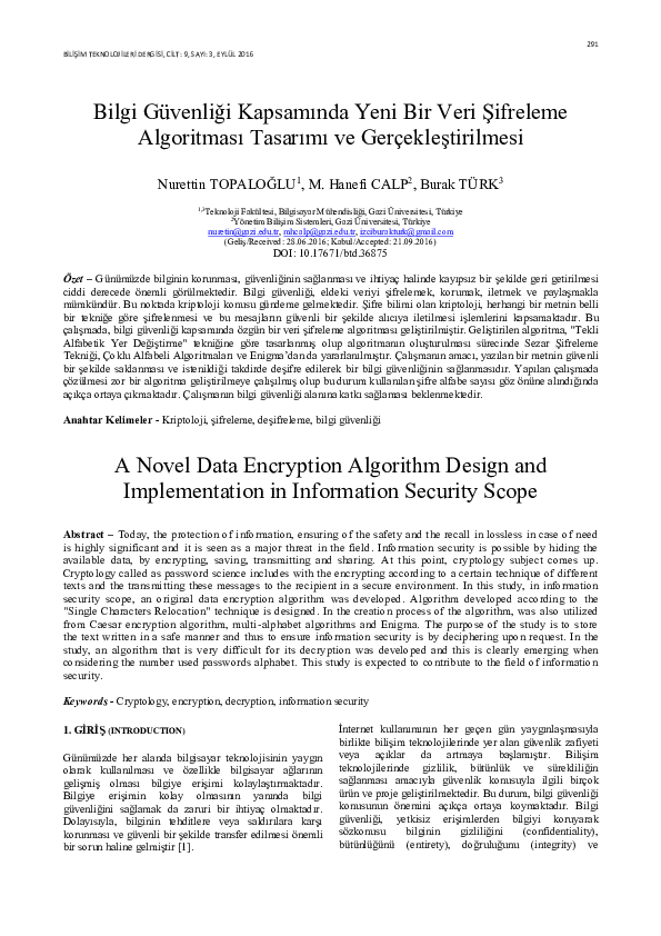 (PDF) A Novel Data Encryption Algorithm Design and Implementation in ...
