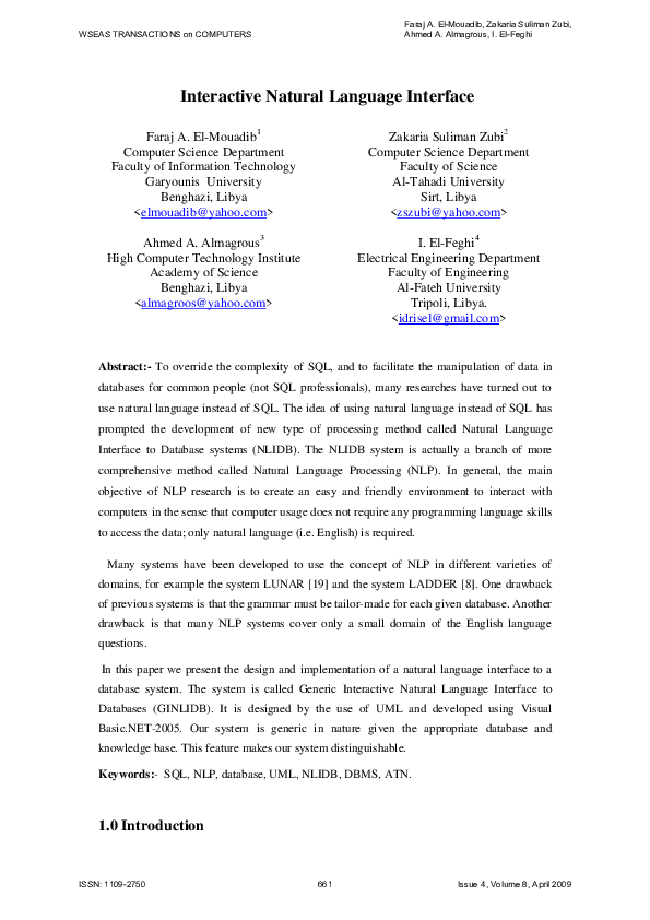 (PDF) Interactive natural language interface