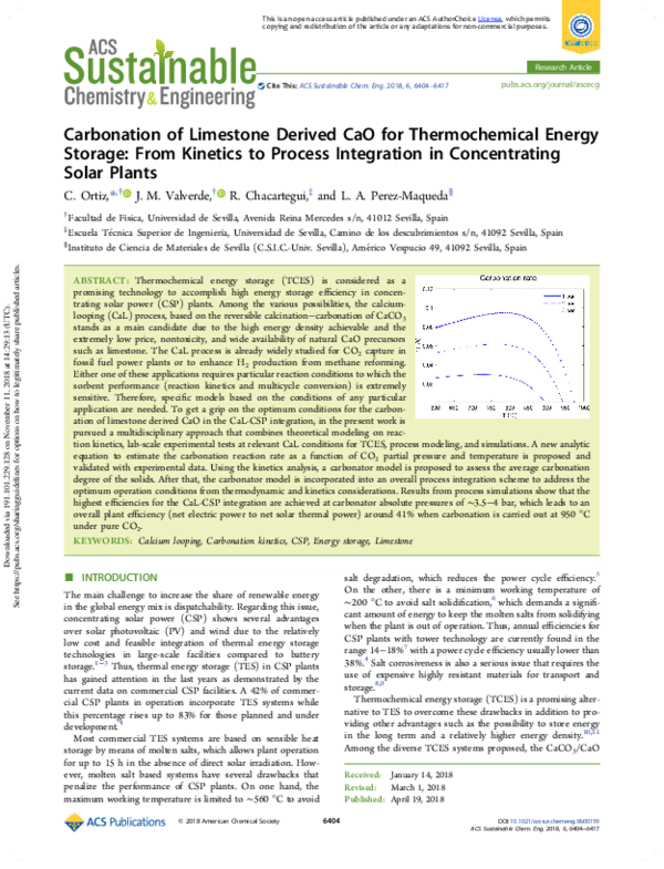 (PDF) Carbonation of Limestone Derived CaO for Thermochemical Energy ...