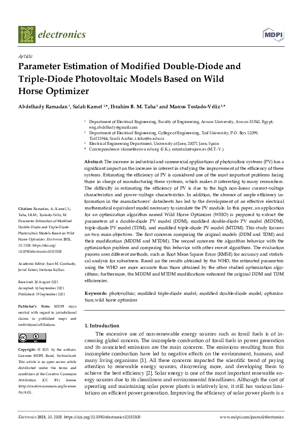 (PDF) Parameter Estimation of Modified Double-Diode and Triple-Diode Photovoltaic Models Based ...