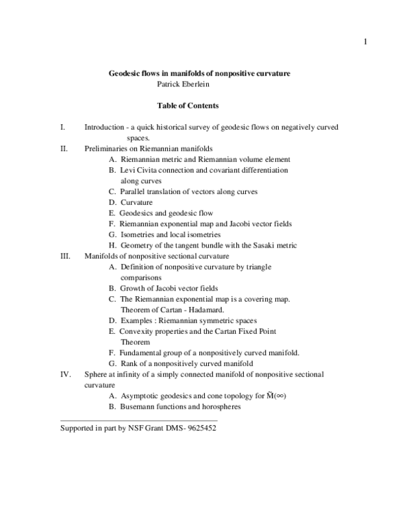 (PDF) Geodesic flows in manifolds of nonpositive curvature | Patrick ...