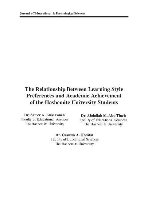 (PDF) The Relationship Between Learning Style Preferences and Academic ...