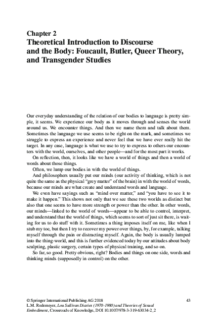 (PDF) Theoretical Introduction to Discourse and the Body: Foucault ...