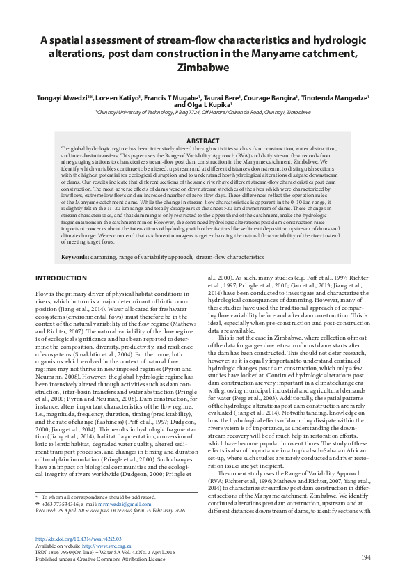 (PDF) A spatial assessment of stream-flow characteristics and ...