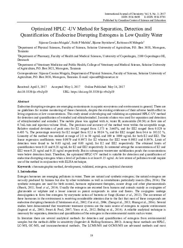 Pdf Optimized Hplc Uv Method For Separation Detection And