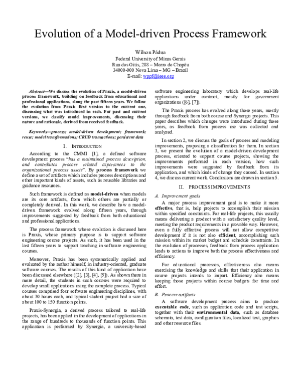 (PDF) Evolution of a Model-driven Process Framework