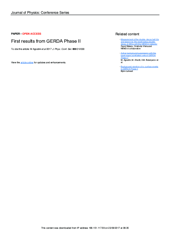 (PDF) First results from GERDA Phase II