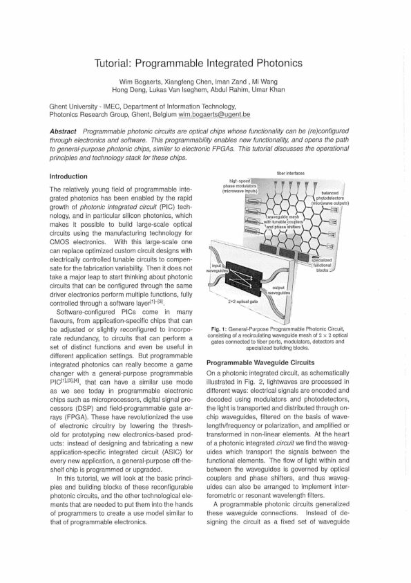 (PDF) Tutorial: Programmable Integrated Photonics