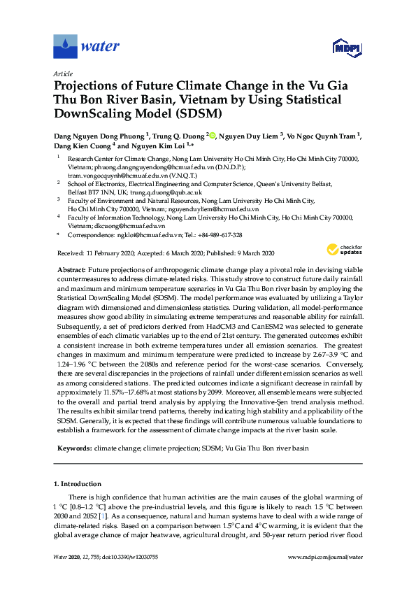(PDF) Projections of Future Climate Change in the Vu Gia Thu Bon River Basin, Vietnam by Using ...