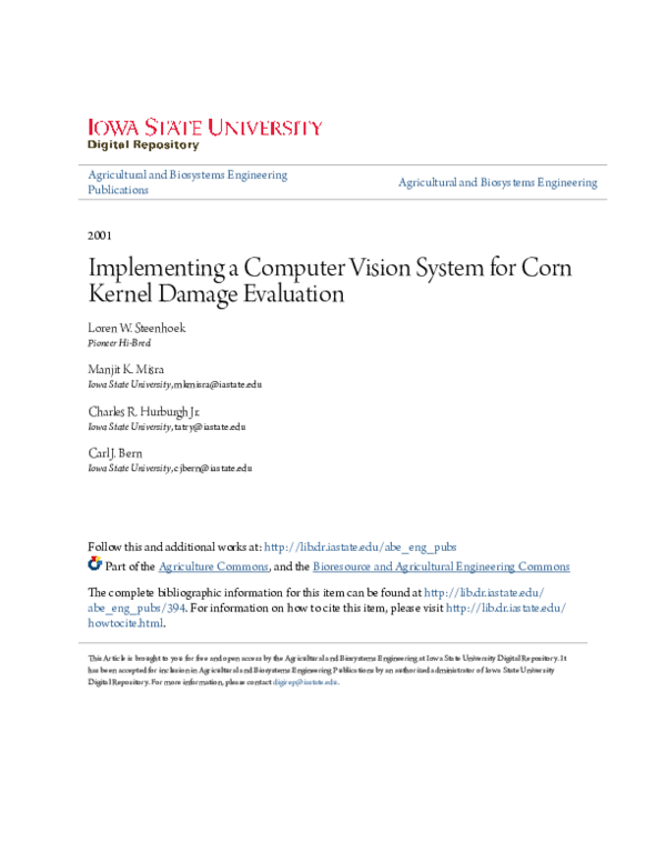(PDF) Implementing a Computer Vision System for Corn Kernel Damage ...