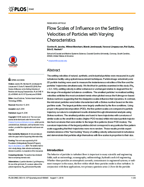 (PDF) Flow Scales of Influence on the Settling Velocities of Particles ...