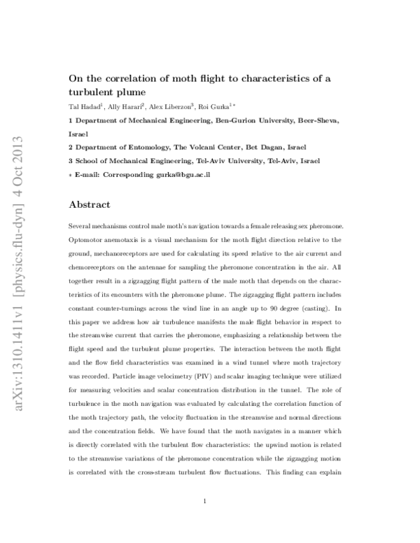 Pdf Moth Inspired Navigation Algorithm In A Turbulent Odor Plume From A Pulsating Source