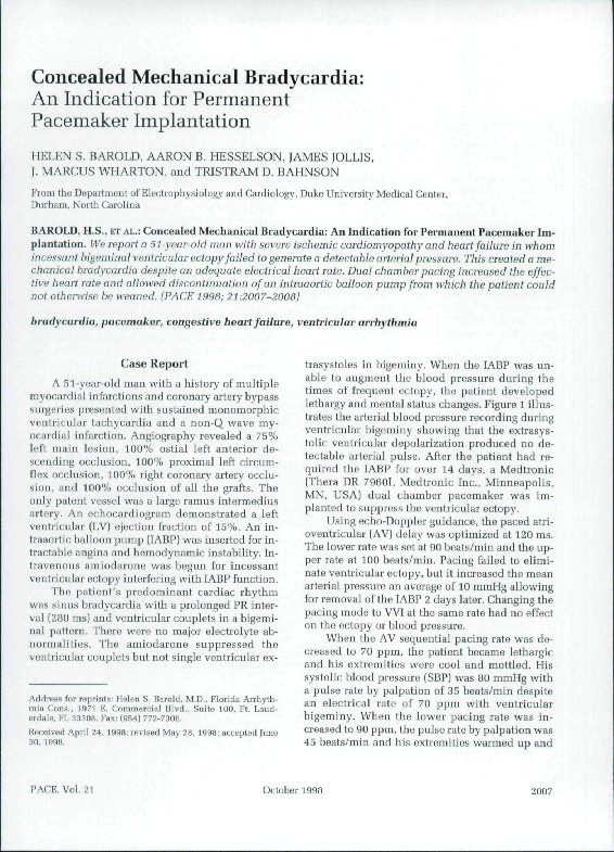 (PDF) Concealed Mechanical Bradycardia: An Indication for Permanent ...