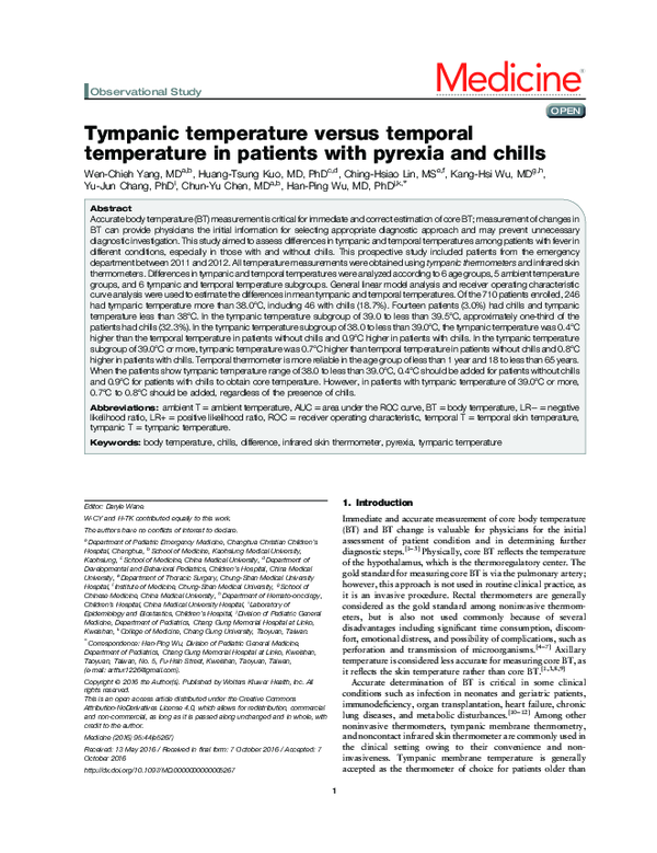 (PDF) Tympanic temperature versus temporal temperature in patients with ...