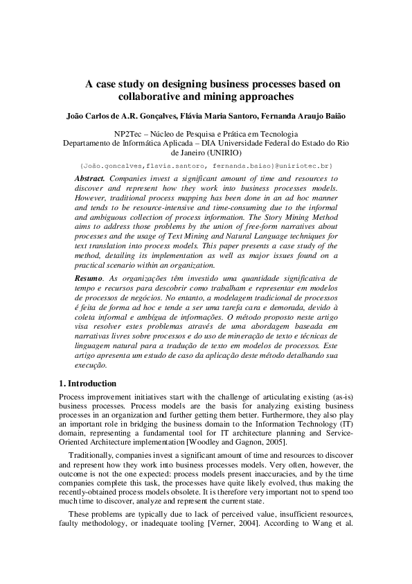 (PDF) A case study on designing business processes based on ...