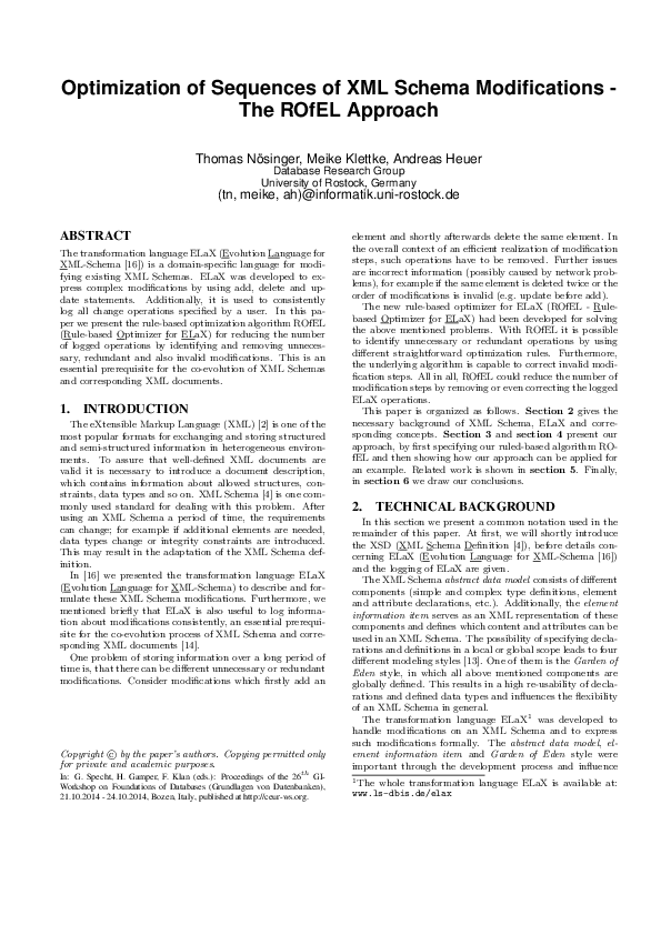 (PDF) ROfEL: Optimizing XML Schema Modifications