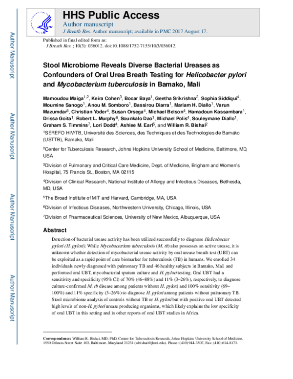 (PDF) Stool microbiome reveals diverse bacterial ureases as confounders ...