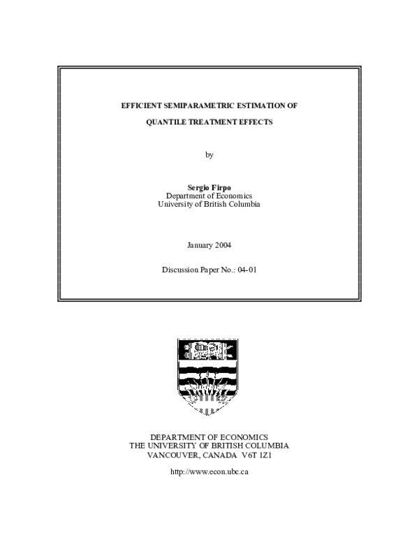 Pdf Efficient Semiparametric Estimation Of Quantile Treatment Effects