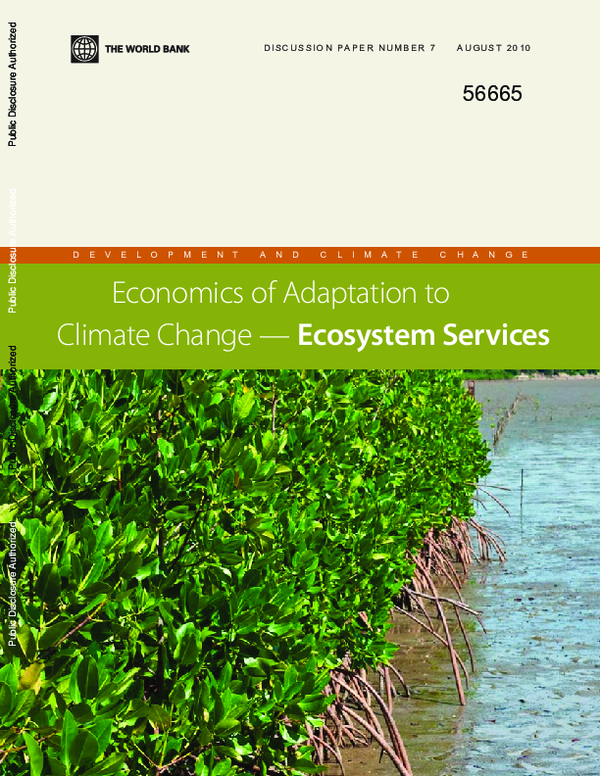 (PDF) Economics of adaptation to climate change : ecosystem services (PDF) Economics of adaptation to climate change : ecosystem services