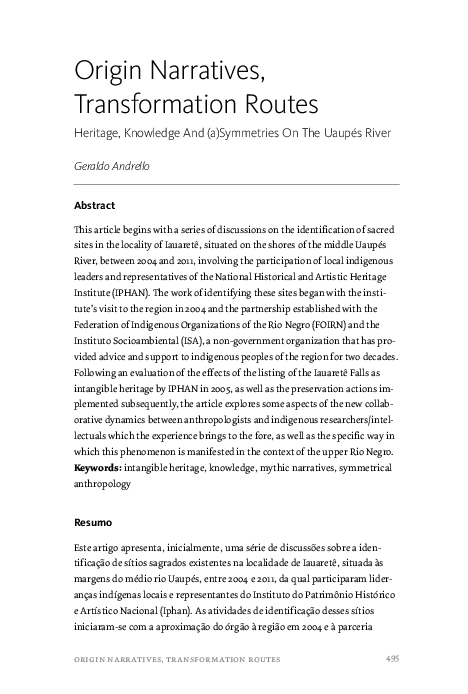 (PDF) origin narratives, transformation routes Origin Narratives ...