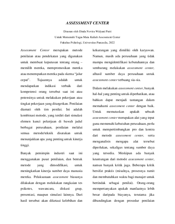 (PDF) ASSESSMENT CENTER