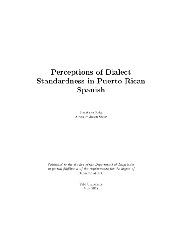 (PDF) Perceptions of Dialect Standardness in Puerto Rican Spanish