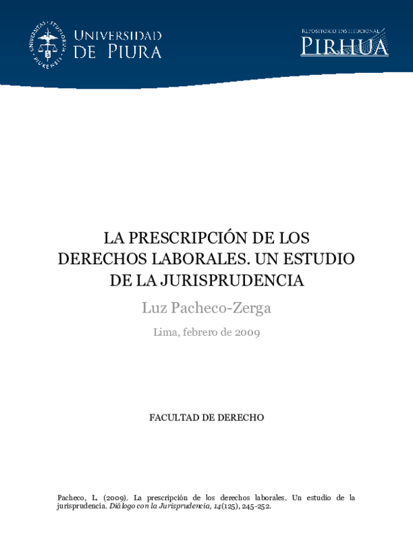 (PDF) La prescripción de los derechos laborales
