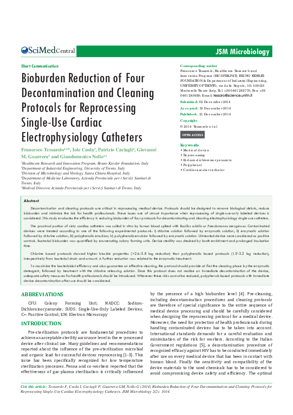 (PDF) Bioburden reduction of four decontamination and cleaning ...