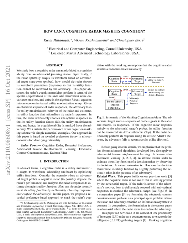 (PDF) How can a Cognitive Radar Mask its Cognition?