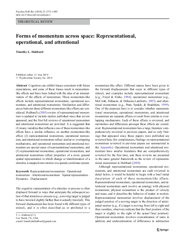 (PDF) Forms of momentum across space: representational, operational ...